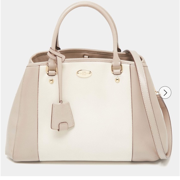Coach | Bags | Coach Beigevanilla Leather Small Margot Carryall Satchel | Poshmark